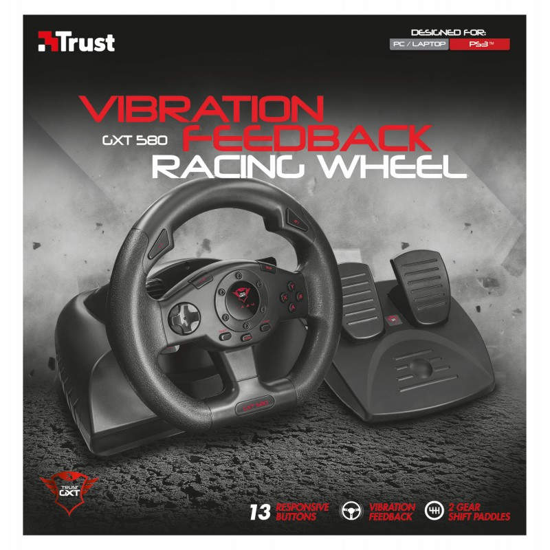 Trust GXT 580 Vibration Feedback Racing Wheel Volante + Pedales PC ...