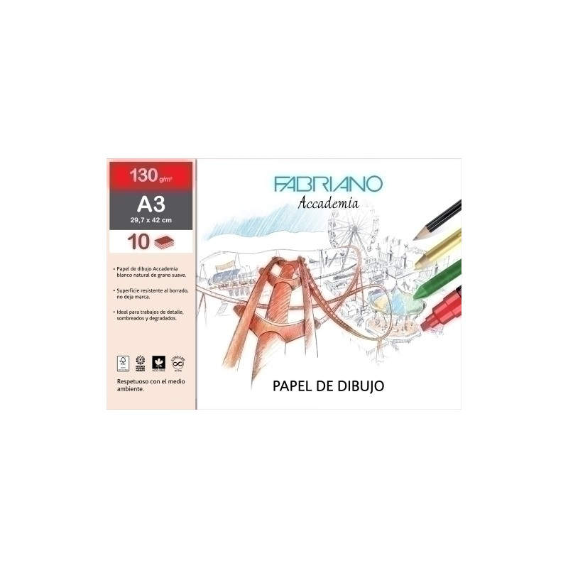 LAMINAS DIBUJO FABRIANO A3 LISA B/10 - Pack de 10 unidades - ProComponentes