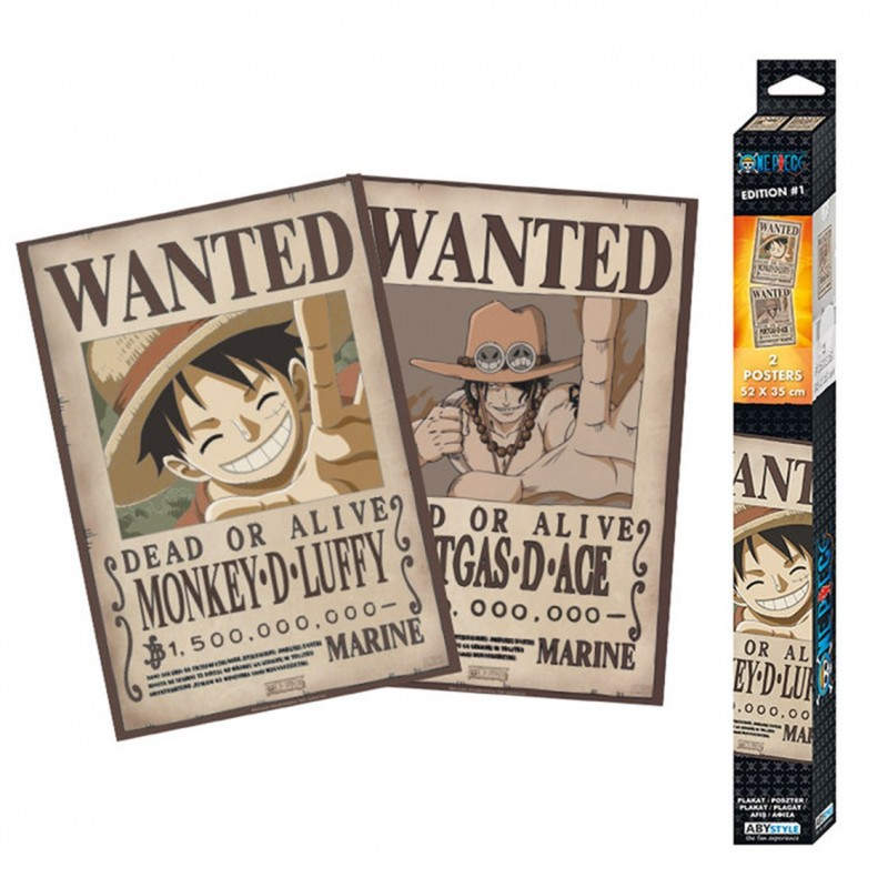 ABYSTYLE - Set de poster abysse one piece wanted luffy & ace ...